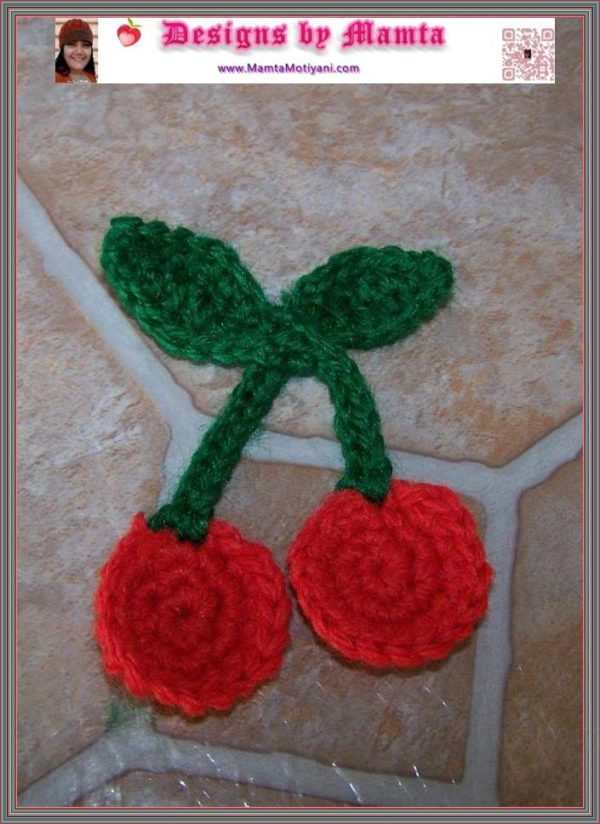 Crochet Cherries Applique Pattern Modern Holiday Crochet Patterns by Mamta